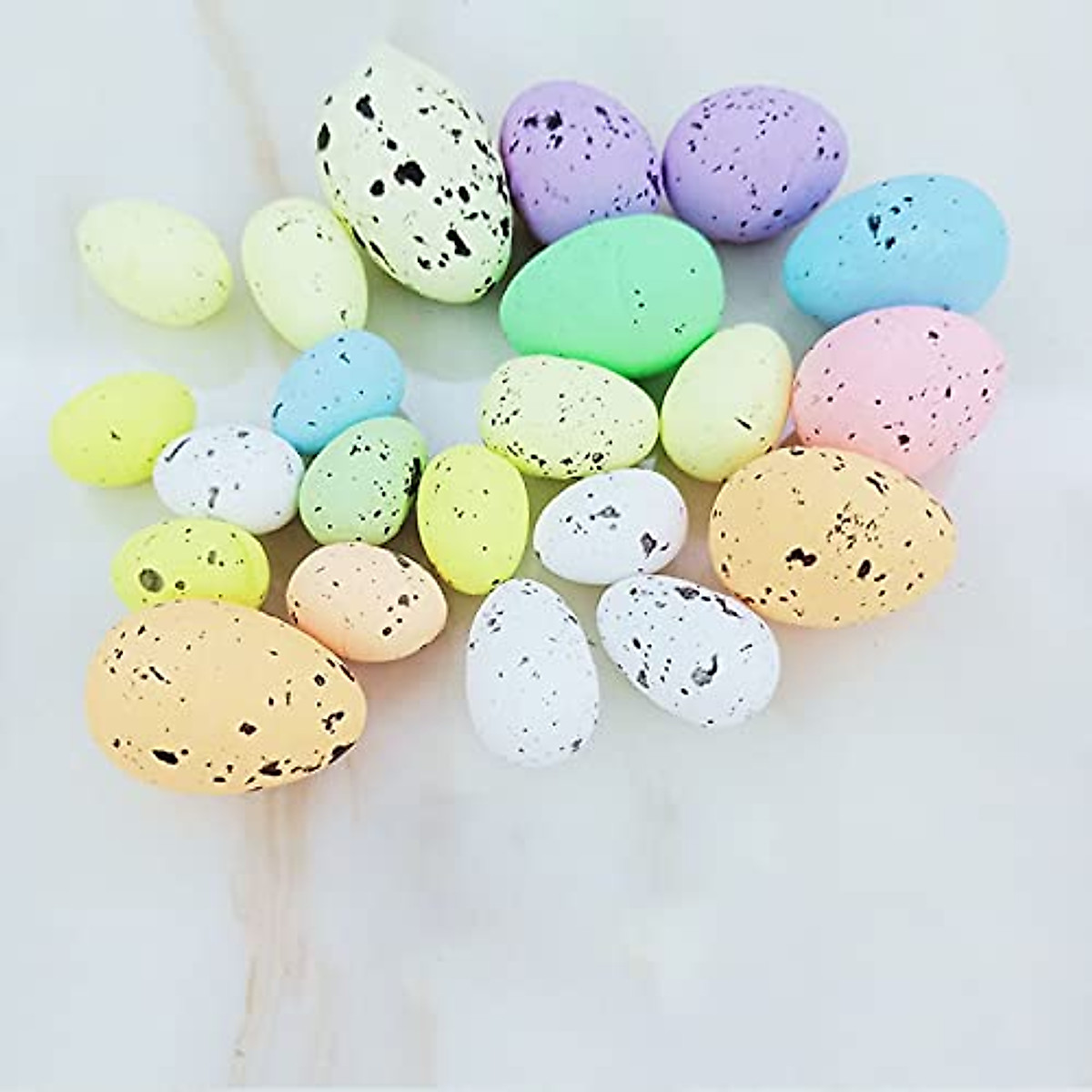 20pcs Easter Eggs Speckled Eggs Decorations Pastel Speckled Eggs Decorative Easter Eggs for Farmhouse Easter Spring Party Favors Basket Fillers Seasonal Table Setting Round Coffee (Yellow, One Size)