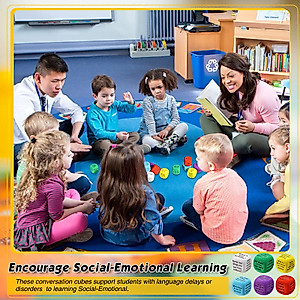 Hanaive 12 Pcs Learning Conversation Cubes Social Emotional Learning Activities Family Dice Game Speech Therapy For Kids Teacher Family Classroom (Foam)