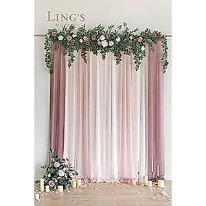 Ling's Moment Ribbon Backdrop Curtains 50% Transparency 10ft x 10ft Chiffon Like Fabric for Wedding Arch Ceremony Reception Decoration - Chic Dusty Rose
