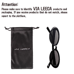 VIA LEECA Trendy Retro Oval Sunglasses Women 90s Small Y2K Fashion Vintage Narrow Sun Glasses Tinted Black UV400 Protection Party Aesthetic Accessories Gift