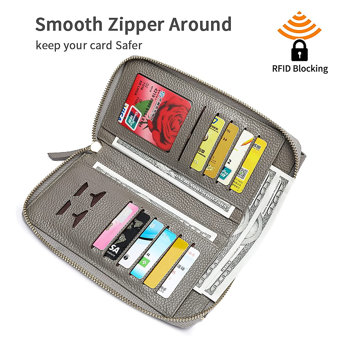 Pearl Angeli Women Phone Purse RFID Blocking Genuine Leather Small Ladies Cross-body Wallet Shoulder Bag