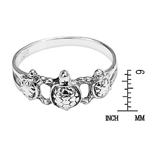 AeraVida Cute Triple Sea Turtle .925 Sterling Silver Ring | Sea Turtle Sterling Silver Ring | Sterling Silver Turtle Ring | Ring for Women | Tiple Sea Turtle Rings | Sterling Silver Ring for Women - 9