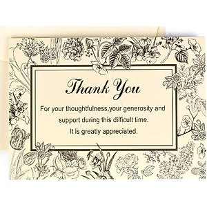 SUPREME IMPRESSION Funeral Thank you Cards with Envelopes - 24 Pack Sympathy Note Cardset - All Cards are Blank Inside For Photo or Personalized Message to Friends & Family