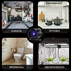 iPower 6 Inch 300 CFM Ventilation Booster Fan with Grounded Power Cord, Quiet Inline Duct Exhaust Blower for HVAC in Grow Tent, Basements, Bathrooms, Black