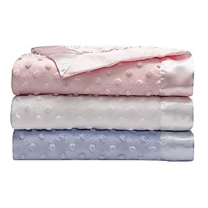 Baby Starters Textured Dot Blanket with Satin Trim, Pink 30" x 40"