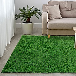 U'Artlines Artificial Grass Rug 4FTX6FT(24 Square FT), 1.2 Inch Realistic Grass Turf Thick Fake Faux Grass Carpet Patio Mat Indoor Outdoor Lawn Landscape for Dogs Garden Backyard Balcony