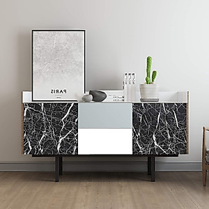 Livelynine Black Marble Wallpaper for Kitchen Counter Top Black Peel and Stick Contact Paper for Countertops Waterproof Desk Dresser Table Cover Sticker Renter Friendly Countertop Vinyl Wrap 15.8x78.8