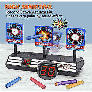 Gasince Running Shooting Target for Nerf Guns Compatible with Nerf N-Strike Elite, Mega & Rival, Electronic Scoring Auto Reset Digital Targets, Ideal Gift Toy for Kids Boys & Girls