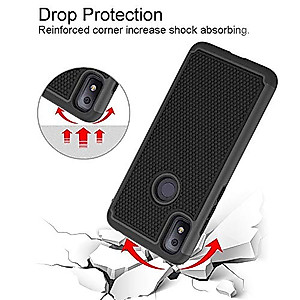 yuanming T-Mobile Revvl 4 Case,Revvl 4 Case,with HD Screen Protector [Shock Absorption] Hybrid Dual Layer TPU & Hard Back Cover Bumper Protective Case Cover for T-Mobile Revvl 4 (Black Armor)