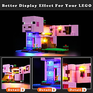 Xunsan LED Light Kit for Lego Minecraft The Pig House 21170 Building Blocks, Lighting Kit Designed for Lego 21170 Set, Standard Version - NOT Included Lego Model