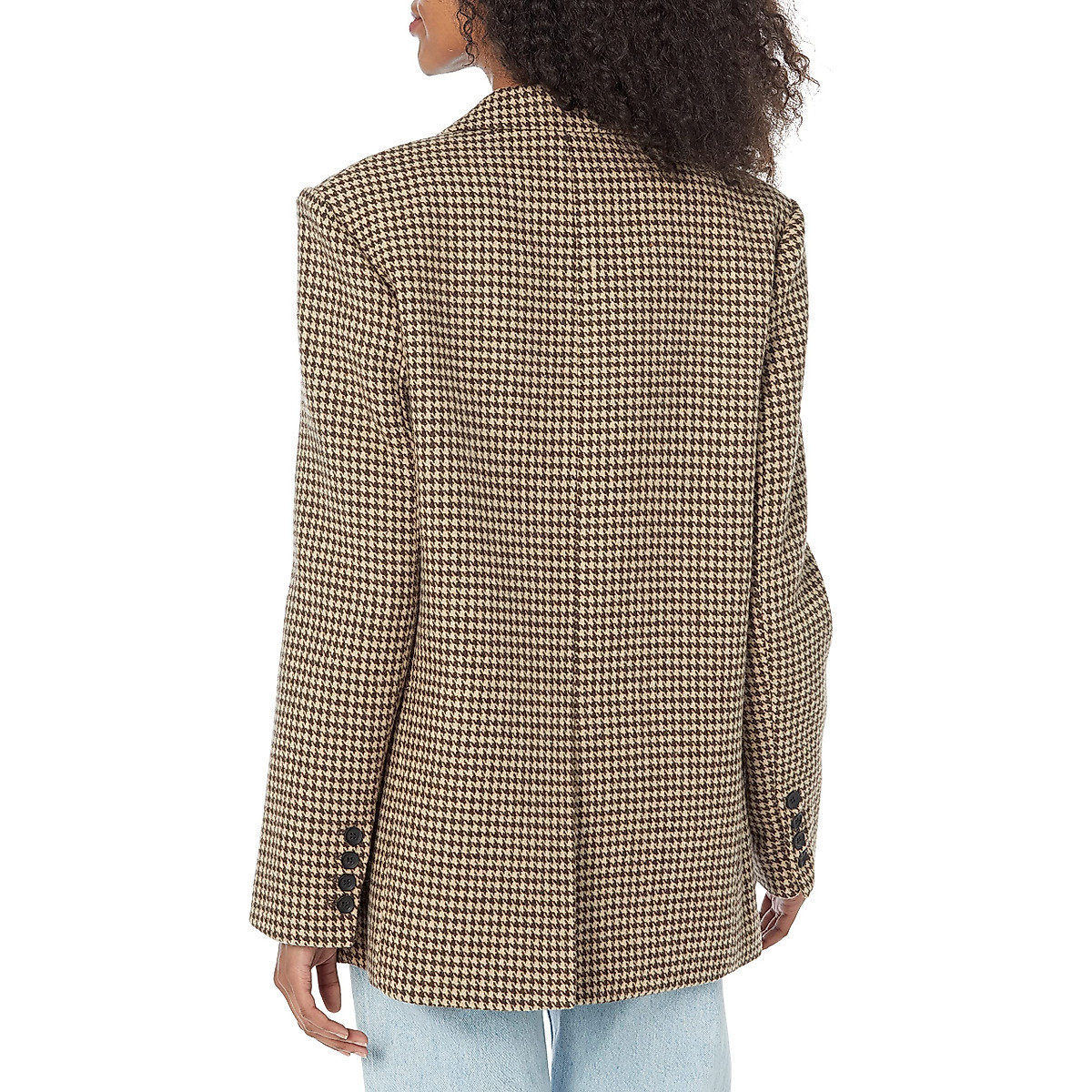 ASTR the label Women's Rachel Blazer, Brown Houndstooth, Small