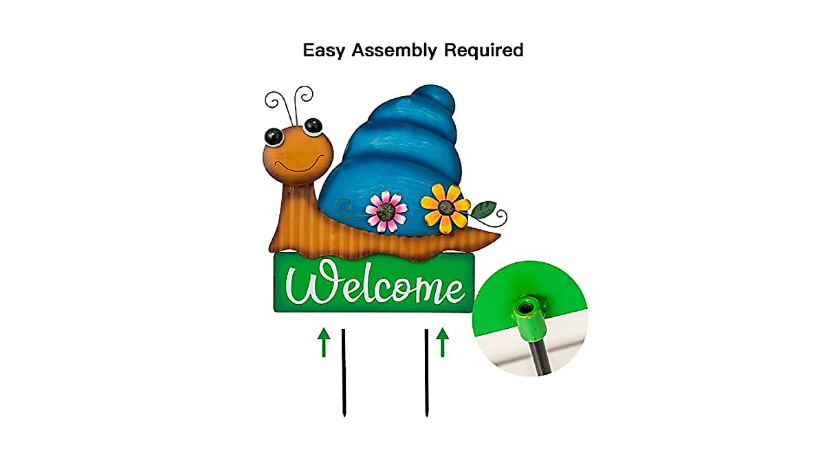 Charming DEWBIN 16" Snail Garden Decor for Spring