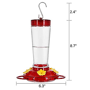 Joliyoou Hummingbird Feeder, 10 Onces Fluid Flower Bird Feeder for Outdoors (Red and Yellow Flower)
