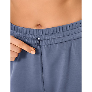 Colorfulkoala Women's High Waisted Ultra Soft Athletic Jersey Shorts Casual Summer Lounge Pants with Pockets (M, Niagara Blue)