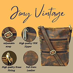 Jony Vintage Small Sling Bag for Women Leather Fashionable Crossbody Handbag Shoulder Travel Vintage Handmade Purse