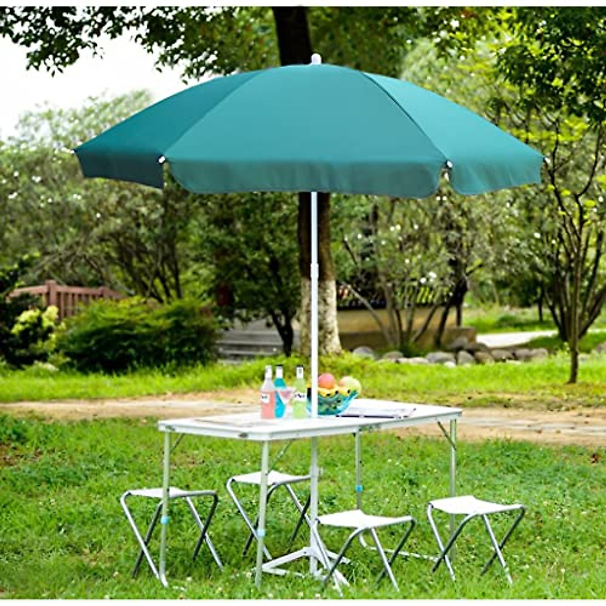 AMMSUN 6FT Portable Picnic Outdoor Canopy Sunshade Beach Umbrella with Tilt Function, Small Patio Umbrella - Portable Outdoor Sun Umbrella With UV50+ Protection,Beach Chair Umbrella 6' Green