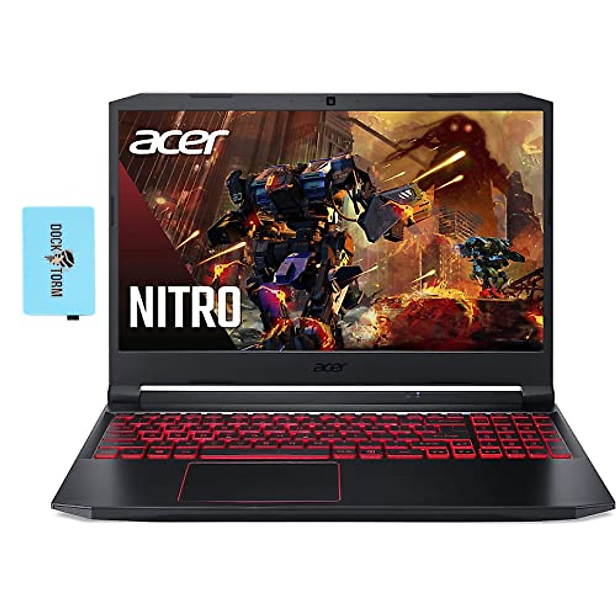 Acer Nitro 5 15.6" 144Hz FHD Gaming Laptop (Intel i5-10300H 4-Core, 8GB RAM, 256GB SSD, GeForce GTX 1650 4GB, Red Backlit KYB, WiFi 6, BT 5.2, RJ-45, Win 11 Home) with Dockztorm Hub