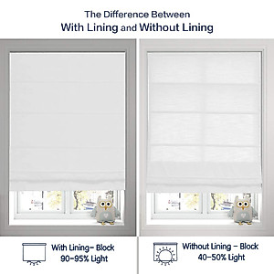 LANTIME Roman Shades Window Blinds, Elegant Made to Order Blackout White Fabric Window Roman Shades for Windows, Doors