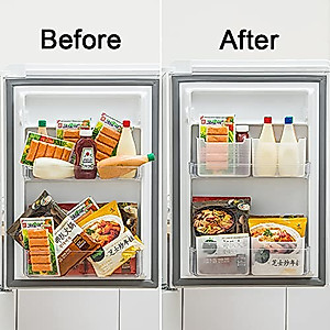 LINFIDITE 2 Pack Fridge Side Door Storage Containers Refrigerator Organizer Box Durable Plastic Storage Bins for Fridge, Counter, Cabinet Kitchen Organization Food Storage