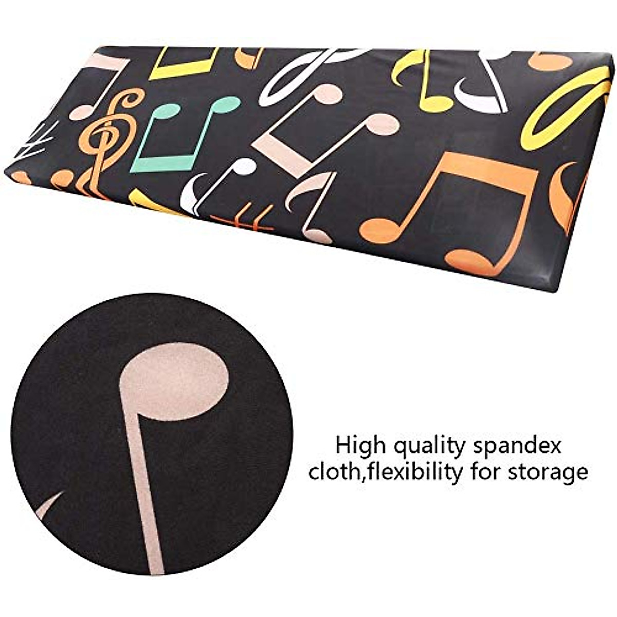 Piano Keyboard Cover,Stretchable Dust-proof Piano Cover with Adjustable Elastic Band for Electronic Keyboard,Digital Piano Keyboard Bags Cases Covers with Music Symbol Print, Suit for 61/88 Keys.