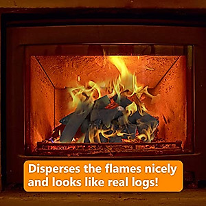 vchin Gas Fireplace Logs, 10 Piece Ceramic Logs for Fireplace and Fire Pit, Heat Resistant Realistic Logs, Stackable Fake Logs Set - Gas, Propane, Electric Fireplace Indoor Insert