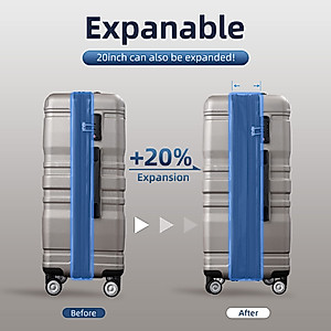 Merax Expandable ABS Hardshell Luggage Suitcase with Spinner Wheels Suit Case Lightweight, Gray, 3-Piece Set (20/24/28)