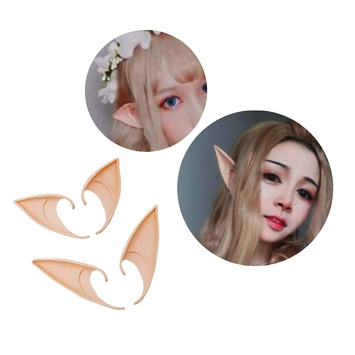 Kbraveo 8 Pairs Fairy Pixie Elf Ears, Latex Elf Ear,Soft Pointed Goblin Ears, Cosplay Ears for Cosplay Halloween Christmas