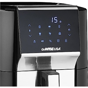 GoWISE USA 7-Quart Air Fryer & Dehydrator - with Ergonomic Touchscreen Display with Stackable Dehydrating Racks with Preheat & Broil Functions + 100 Recipes (Black/Stainless Steel)
