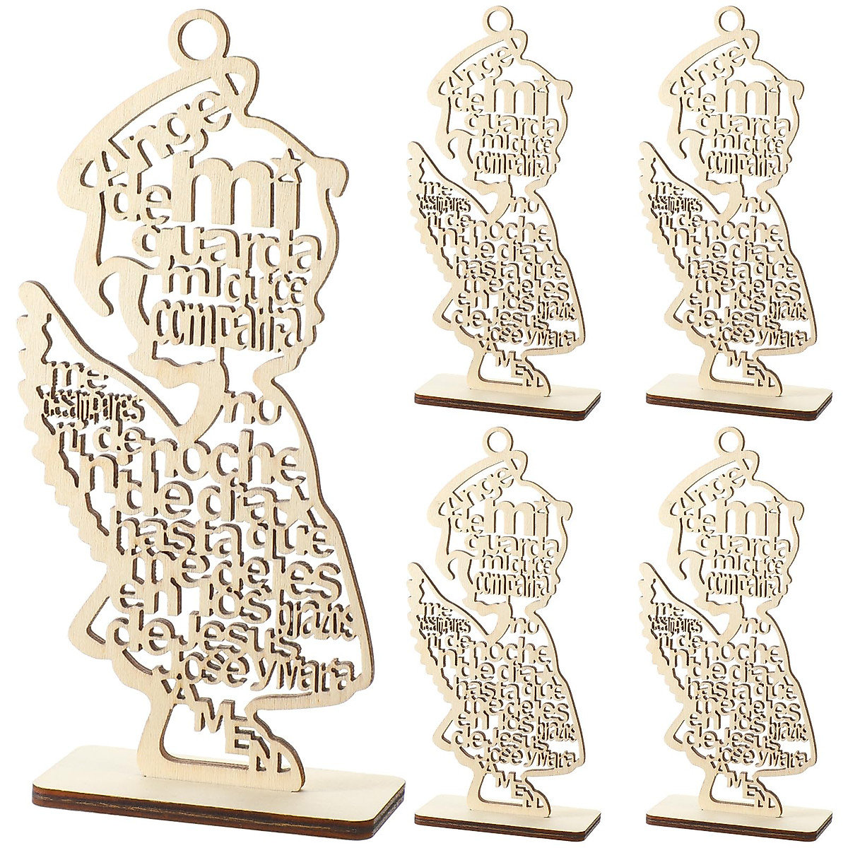 Briwooody 18 Pcs Guardian Angel Wings Girl Wooden Baptism Centerpiece for Table Wood with Stand Angel Laser Cutout Religious Baptism Favor for Baby Shower Wedding Party Decoration Centerpiece Christen