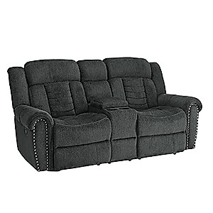 Lexicon Huddart Fabric Double Manual Reclining Loveseat, 79.5" W, Charcoal Gray