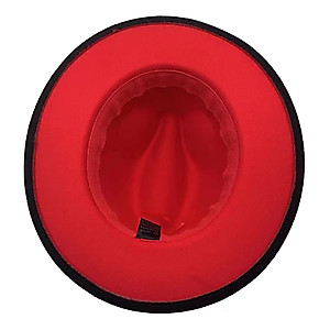 Wide Brim Fedora Hats for Women & Men Two Tone Felt Hat Gradient Dress Hat Red