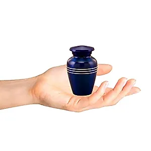 Immortal-Memories Serenity Keepsake Urn for Ashes - Miniature Urns - Mini Jar - Pet Urn -Token Urn with Velvet Bag (Cobalt Blue)