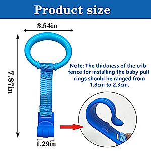 codree 8PCS 4 Colors Baby Playpen Pull up Rings-Baby Crib Pull up Rings-Baby Walking Exercises Assistant Rings-Baby Bed Stand Up Rings Baby Cot Hanging Rings for Infant Baby Toddler
