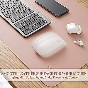 Yikda Dual-Sided Leather Mouse pad Desk mat, PU Leather Desk pad Large Mouse pad, Waterproof Desk Mat for Desktop （31"x15.7" Pink/Silver