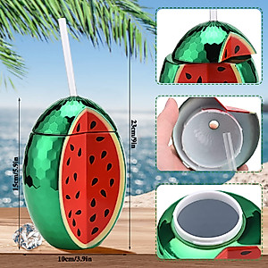 PRTECY Kawaii Fruit Straw Cups, Strawberry Cups Watermelon Tumbler with Lid Portable Cute Water Bottle Mug for Gift Home Office School (720 ML/24 OZ)