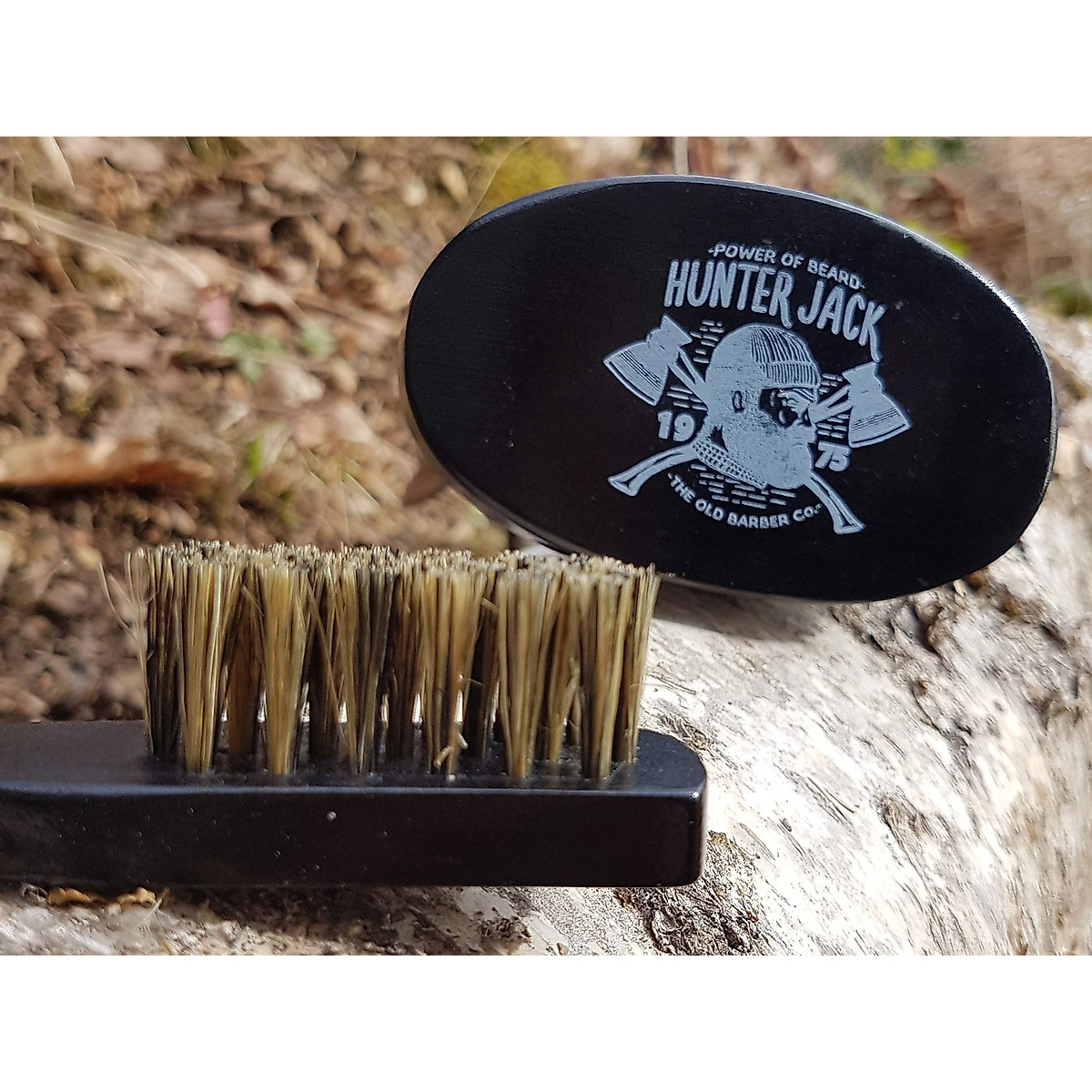 Beard Brush for Men - Natural Boar Bristle Beard Brush - Men's Beard Brush Kit - Small Soft Mustache Brush - Grooming Beard Kit for Men - Premium Mens Brush Set by Hunter Jack, 2pcs