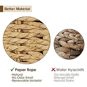 AELS Woven Baskets for Storage, Natural Hand-woven Storage Baskets for Organizing, Cubby Cubes Storage Bins for Shelves, 11" Modern Farmhouse Square Storage Cubes with Handles, Natural, 2 Pack