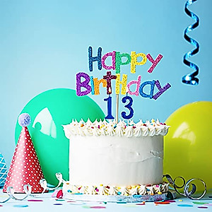 13th Birthday Cake Numeral Candles Cake Topper Happy Birthday Blue Cake Decoration for Party Favor Wedding Anniversary Celebration Supplies