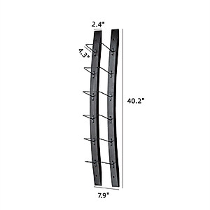 DCIGNA Wall Mounted Wine Rack Wooden, Barrel Stave Wine Rack, Wood Wine Bottle Holder Rack, Imported Pine Wood and Metal - 6 Bottles 40x7.6inch (Red Wine Color)