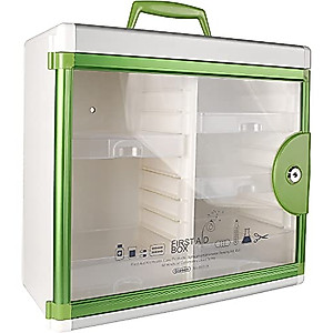 Glosen Locking Medicine Cabinet Wall Mounted and Portable Storage Container Big Capacity Green