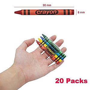 Lucky Art 20 Sets of 4 Packs (80 count) Standard Size Crayons - Mini Crayon Packs Non-Toxic Crayons; Crayons in bulk for Kids Party Favors, School Supplies for Teachers & Travel Crayons