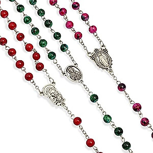 Juvale 12 Pack Catholic Rosary Necklaces for Men and Women, 6 Bead Colors, Assorted Pendants