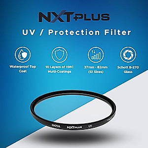 Hoya NXT Plus 82mm UV Filter — Schott B270 Clear Glass with 10-Layer HMC Multi-Coating for 98% Light Transmission, Waterproof Top-Coat, Aluminum Frame - Camera Lens Filter for Sharp, Clear Images