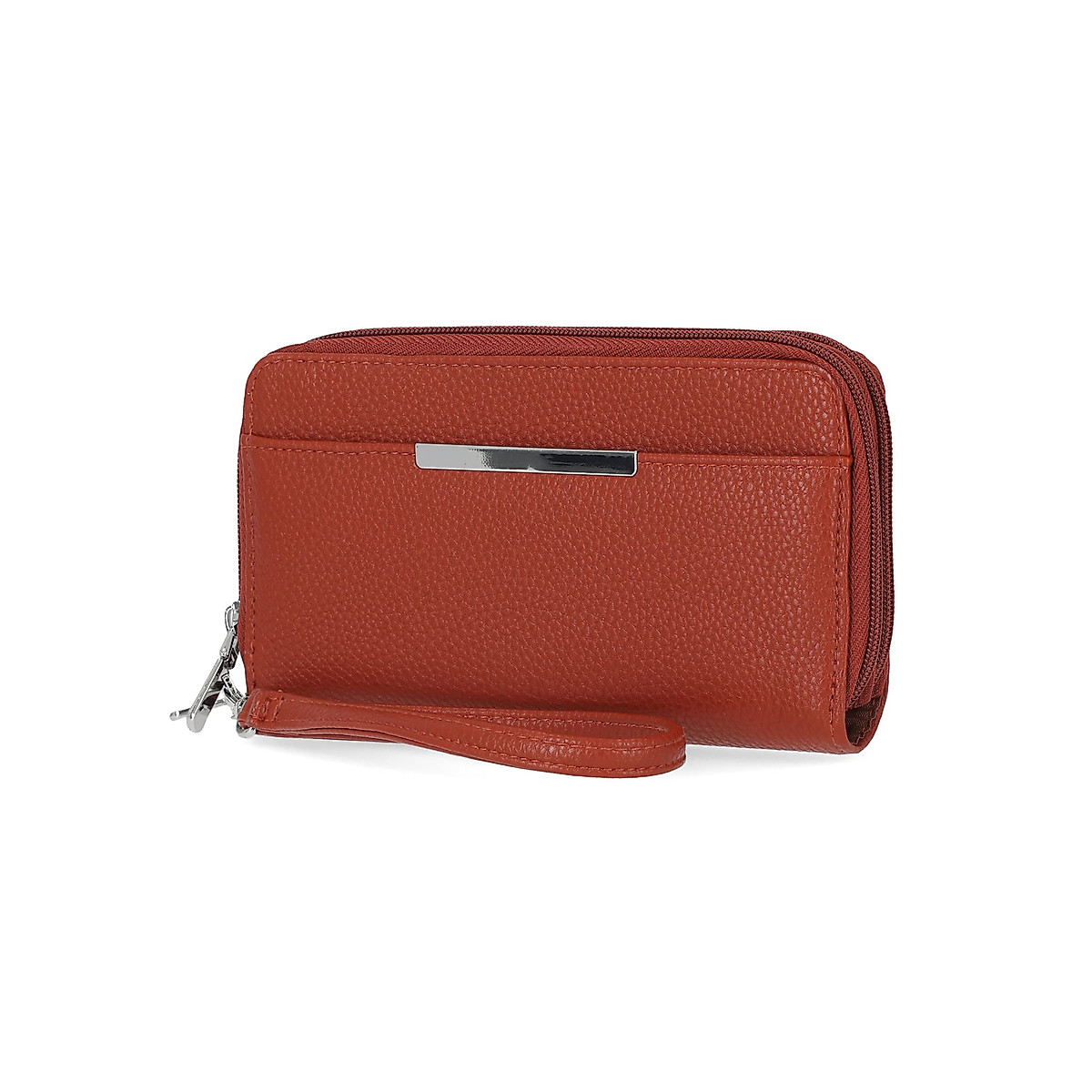 Mundi Sierra RFID Leather Clutch Organizer Wallet with Removable Wristlet, Cognac