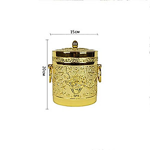 TKFDC Trash Can Outdoor Metal Trash Can Wastebasket Space-efficient Recycling Bin Garbage Container Bin with Lid and Liner for Home Or Office