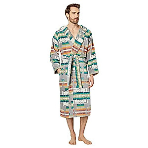 Pendleton Men's Cotton Terry Velour Robe, Chief Joseph-Grey, S/M