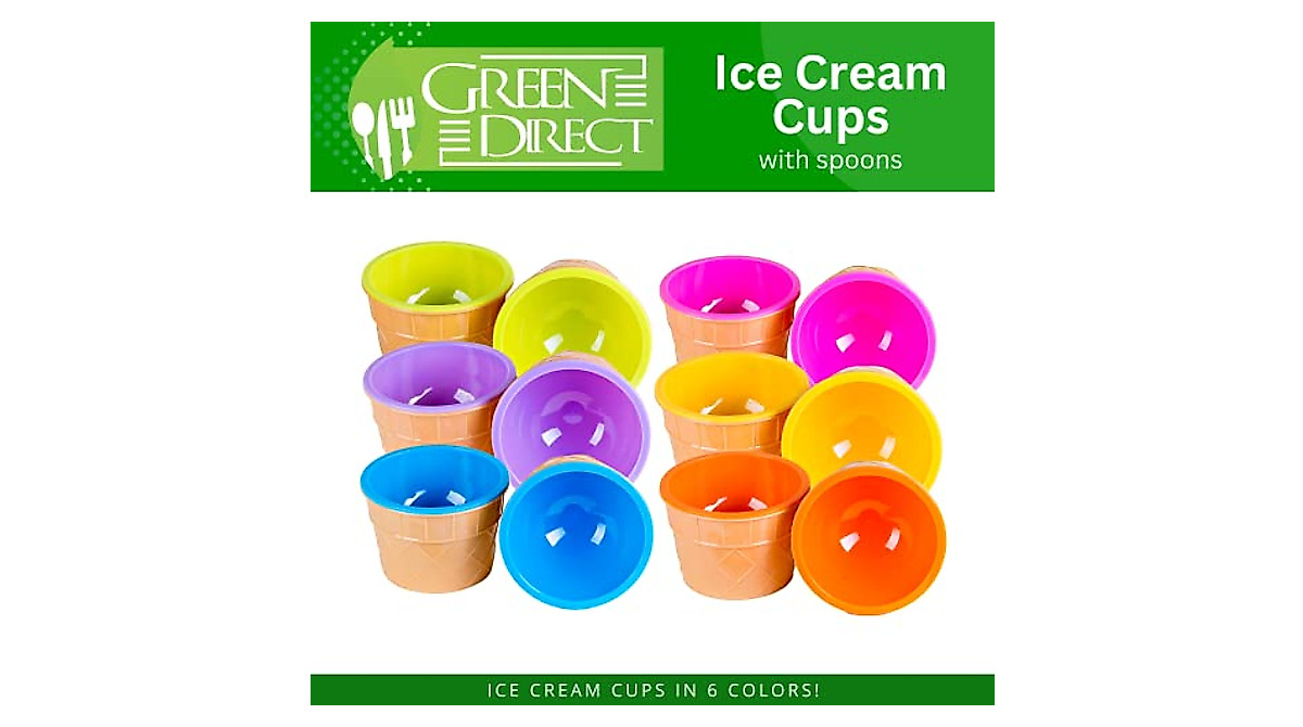 Green Direct Ice Cream Cups - Fun Party Favors Set of 12