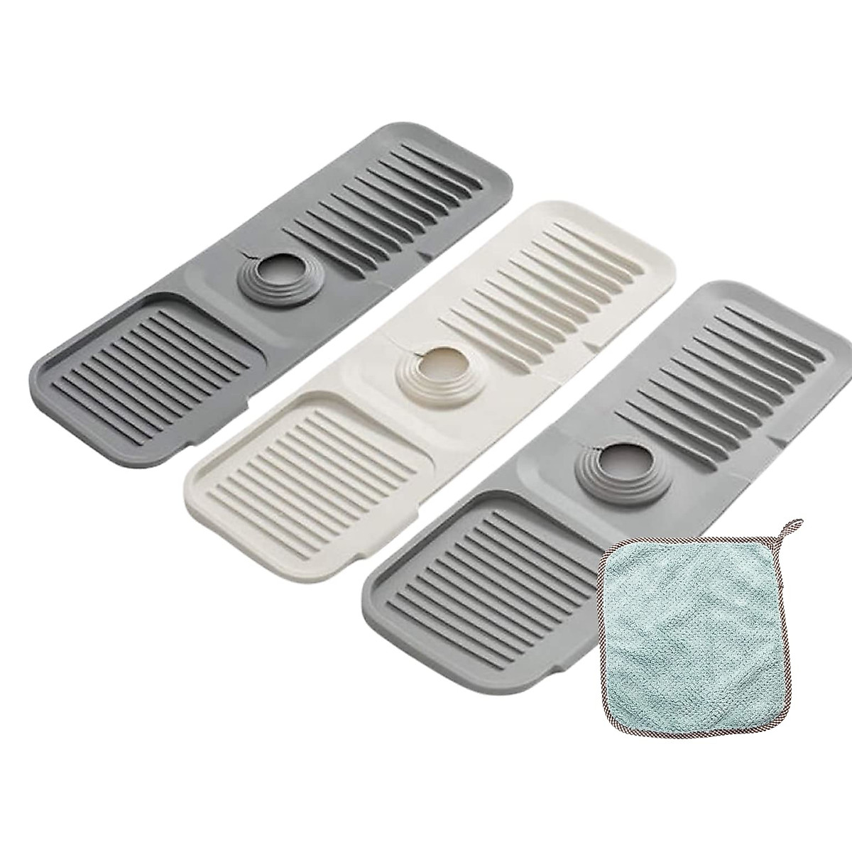 Life-Style, Silicone Faucet Mat, 17.7'' x 5.5'' Kitchen Sink Splash Guard,Sink Draining Pad Behind Faucet, 3 colors… (dark grey)