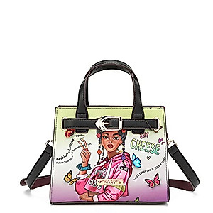 DESTINY BY NICOLE LEE 3 Pieces Set Fashion Handbag Eco Leather Large Shoulder Bag Mini Messenger Bag Pouch for Women Girls NK12241 ADF