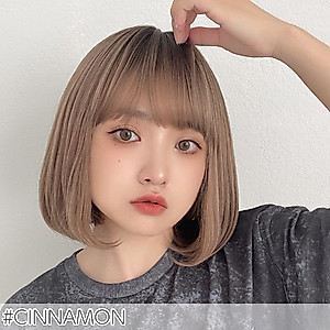 ブライトララ BRIGHT LELE Nature Full Short Straight Bob Hair With Natural Bangs Wigs for Woman Synthetic Hair Wig for Daily Party Cosplay Wig HF1443-RC